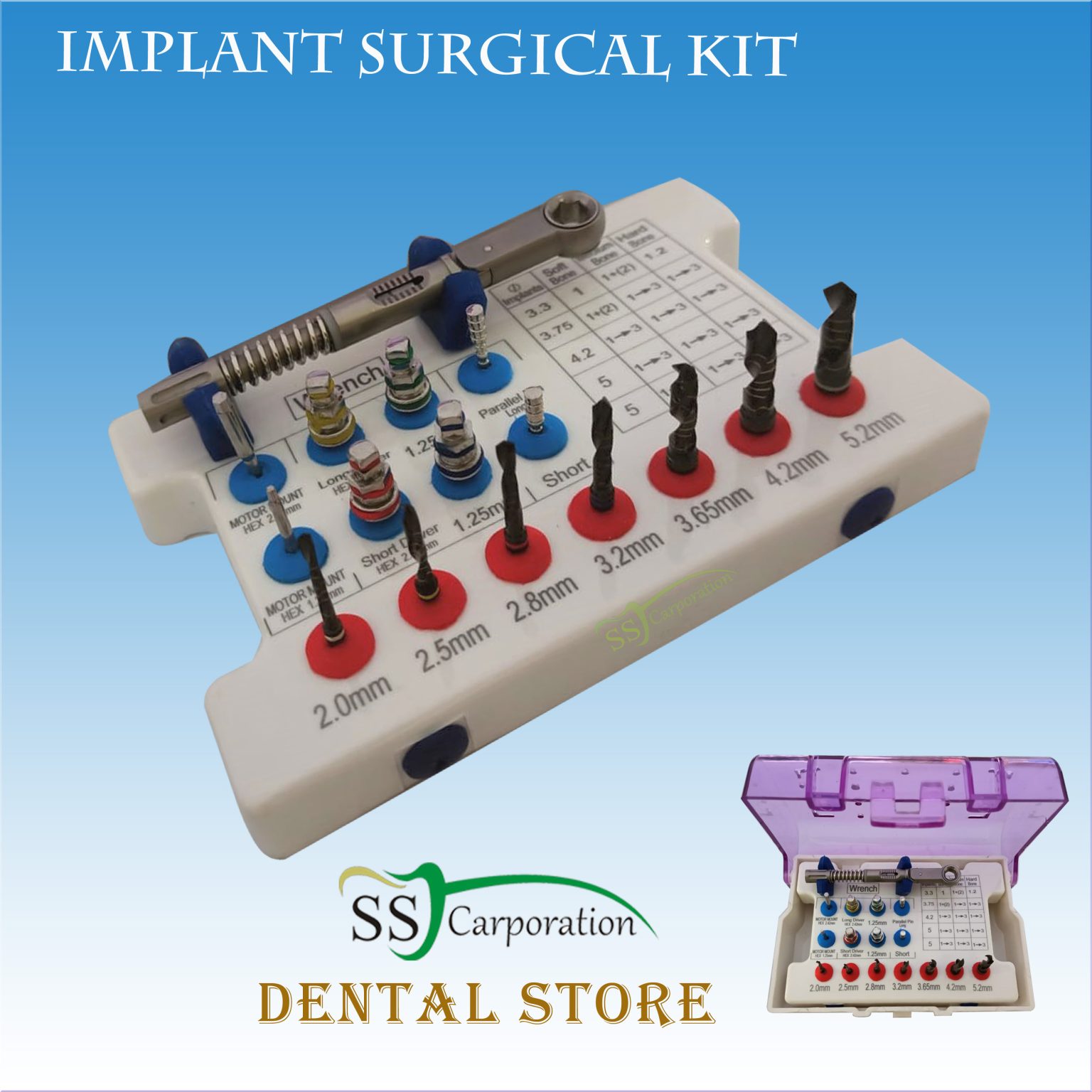 DENTAL & DENTIST IMPLANT SURGERY DRILL & BUR KIT INSTRUMENTS